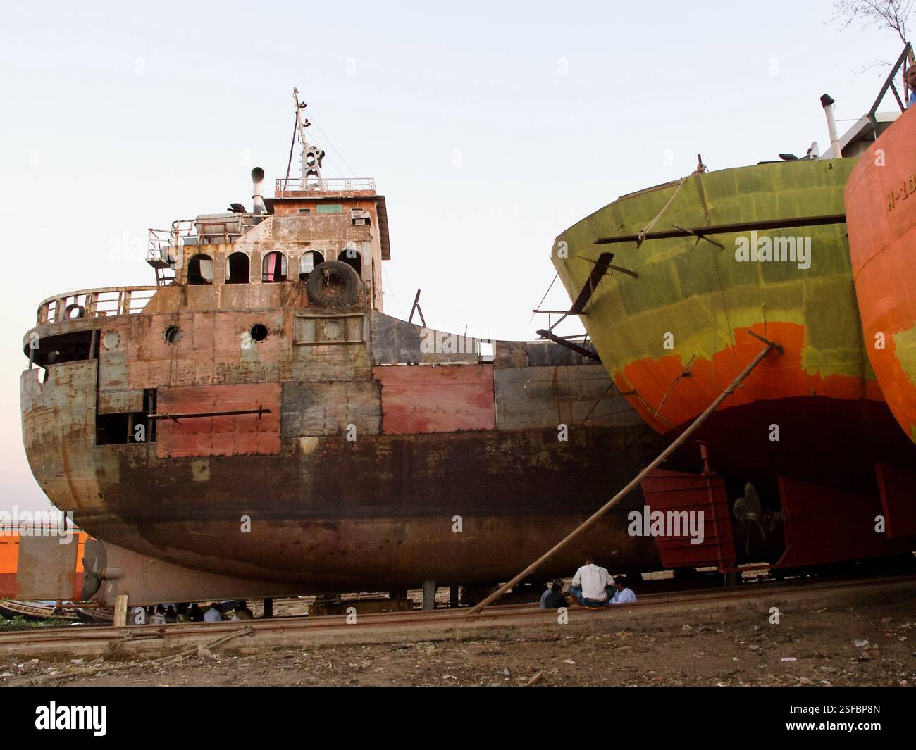 Decommissioned cargo ship at Keraniganj dockyard, Buriganga River ...