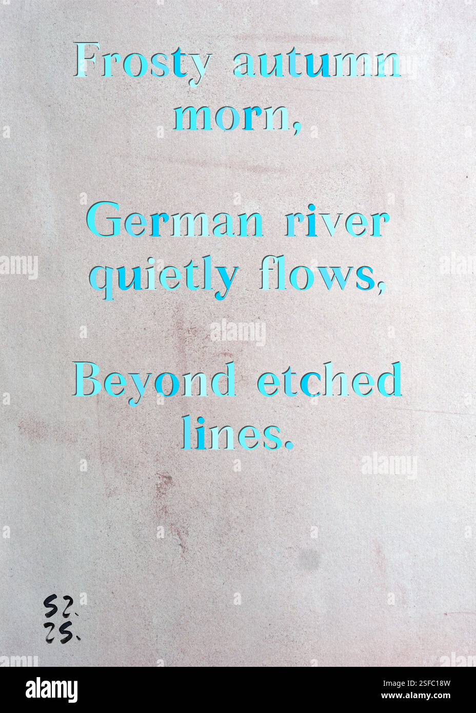 Frosty autumn morn, German river quietly flows, Beyond etched lines ...