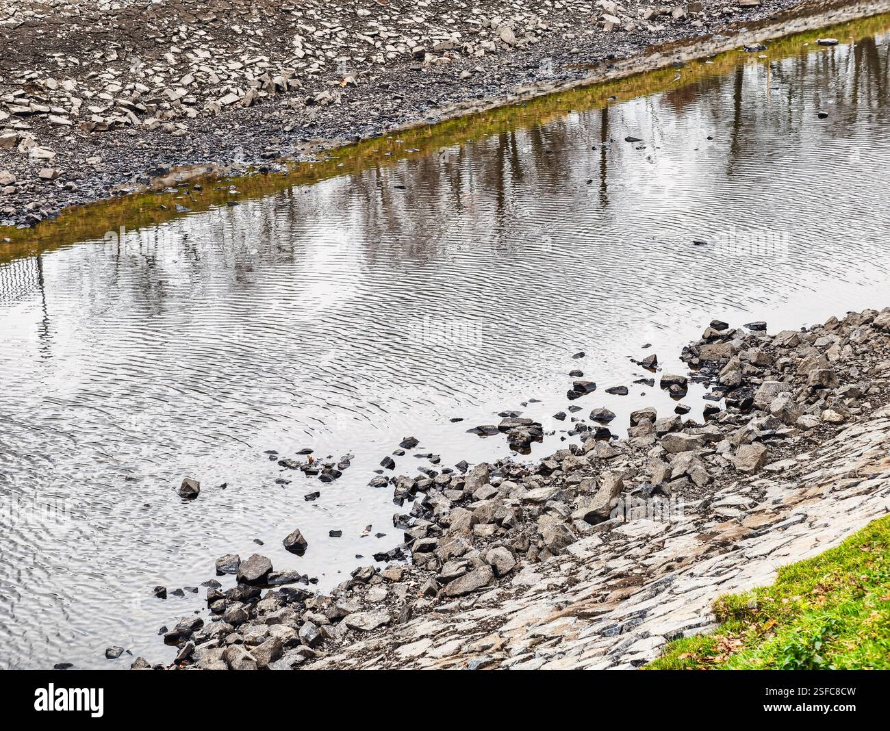 Look at a shallow river after the disappearance of water Stock Photo ...