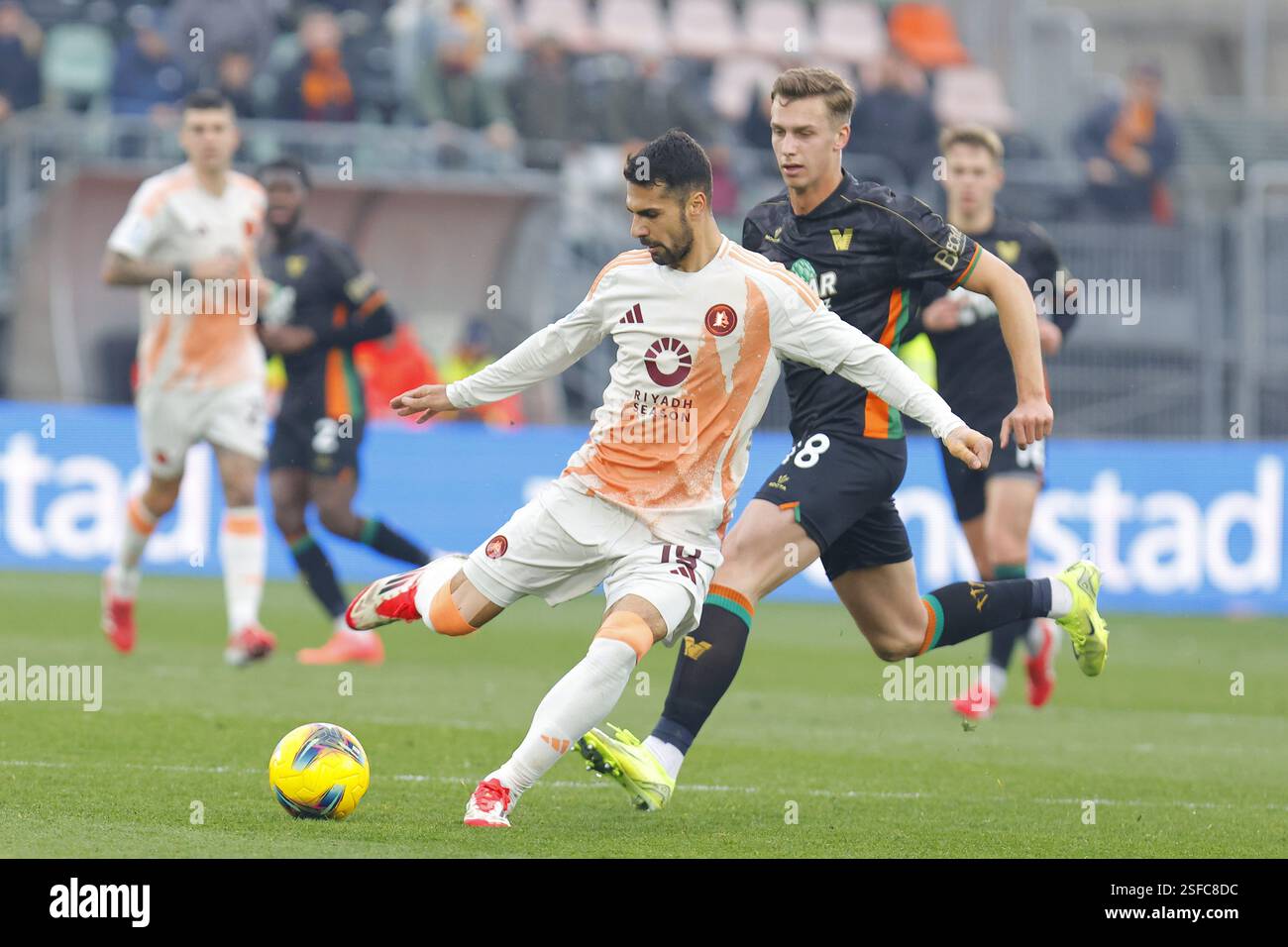 Venice, Italy. 09th Feb, 2025. Romaâ??s Bryan Cristante in action ...