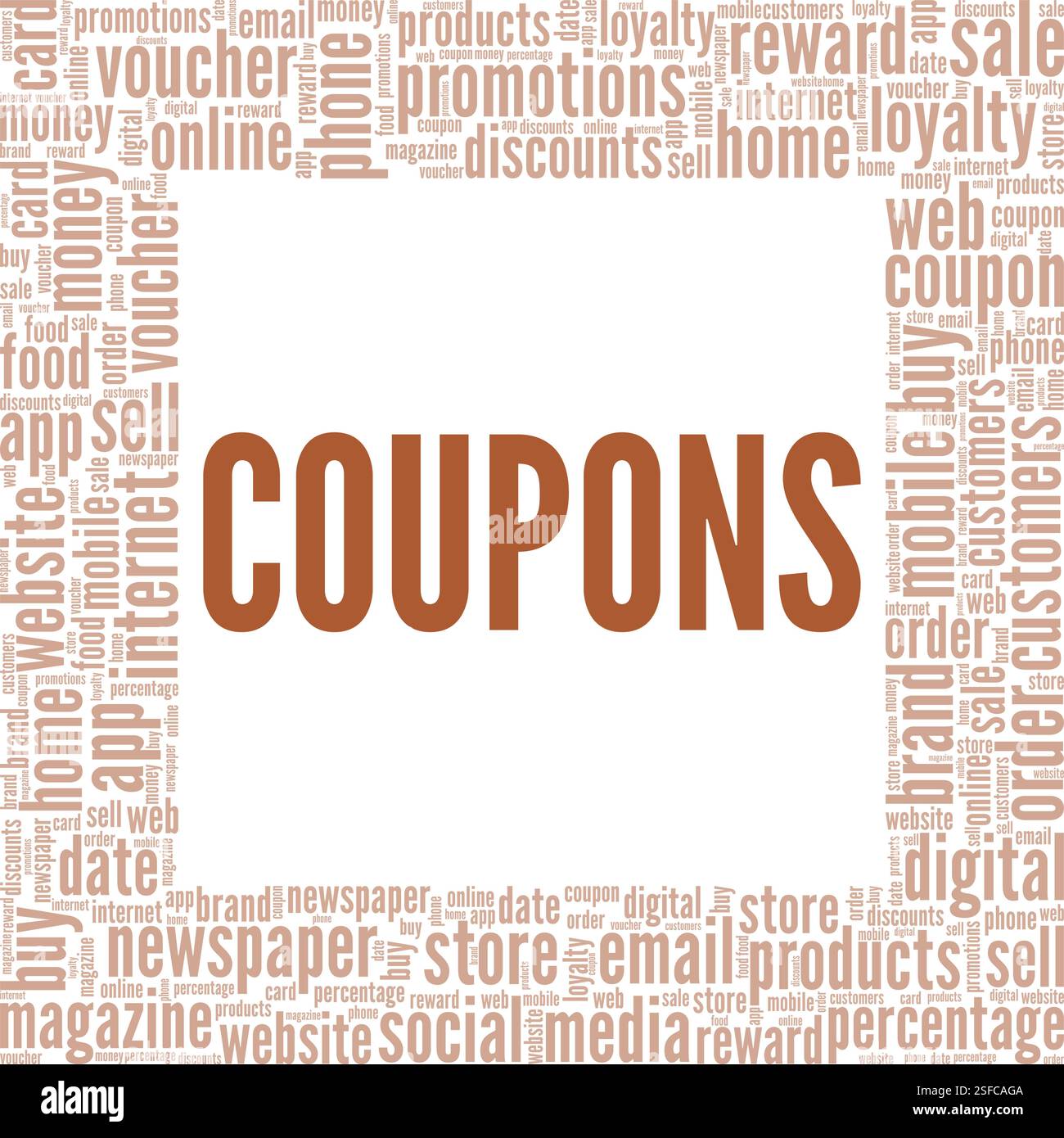 Coupons word cloud conceptual design isolated on white background Stock ...