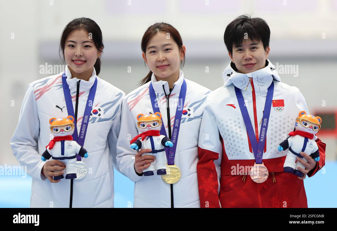 Harbin, China's Heilongjiang Province. 9th Feb, 2025. Gold medalist Kim ...