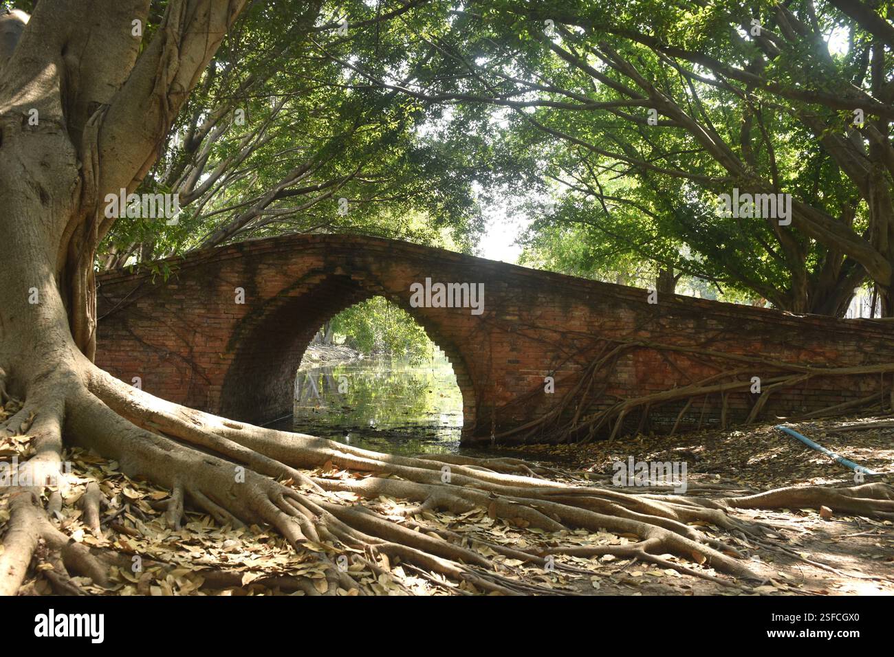 circle bridge at Borom Phuttharam temple ancient and historical in ...