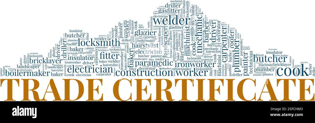 Trade Certificate word cloud conceptual design isolated on white ...