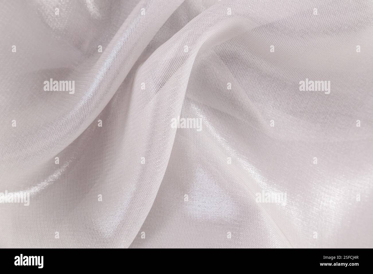 The texture of silk, chiffon transparent fabric is silver colored ...