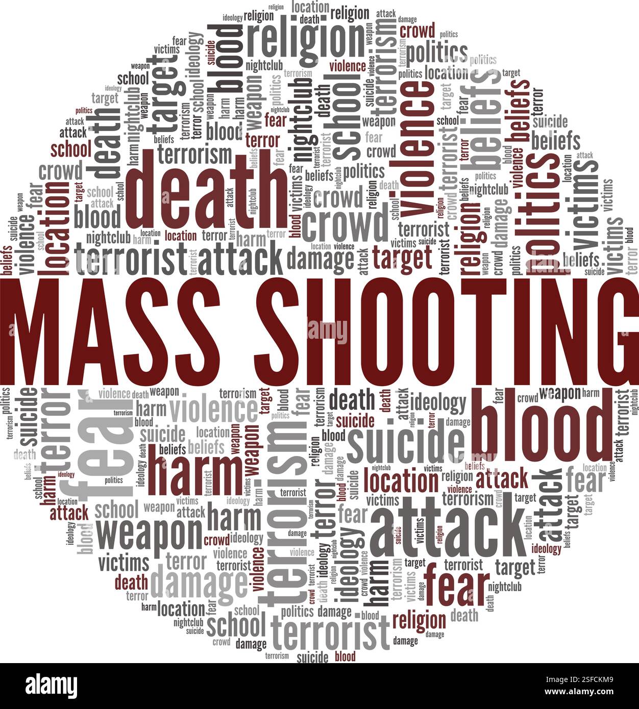 Mass Shooting word cloud conceptual design isolated on white background ...