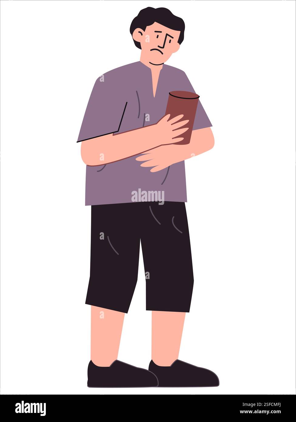 Poor man character sad unhappy facial expression poverty condition ...