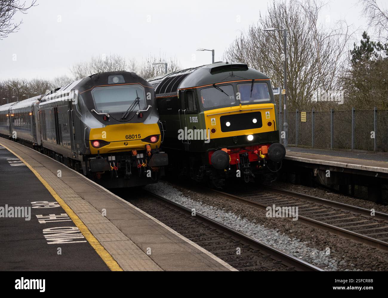 Class 68 No. 68015 and class 47 No. 47805 (D1935) at Warwick Parkway ...