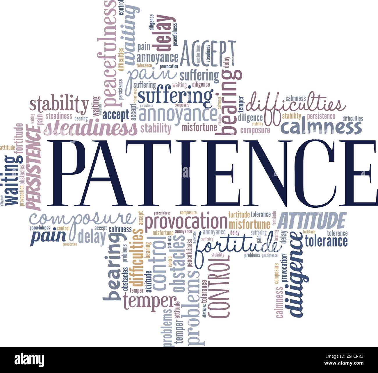 Patience word cloud conceptual design isolated on white background ...