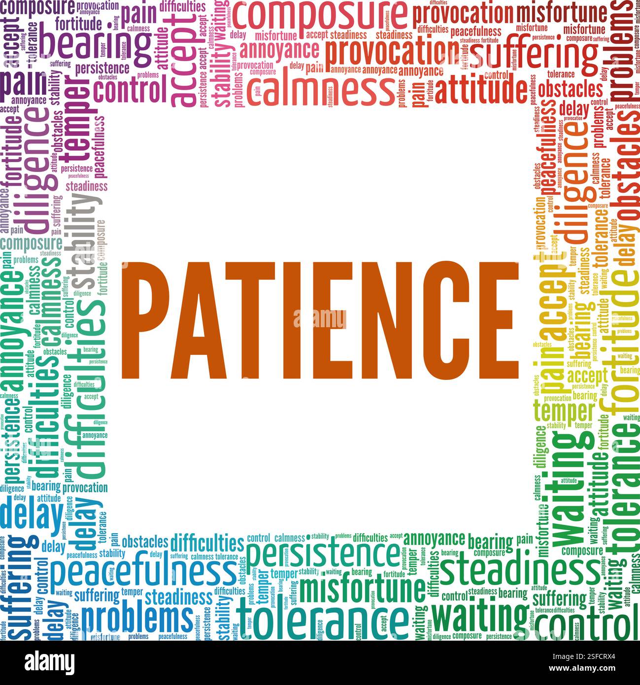 Patience word cloud conceptual design isolated on white background ...