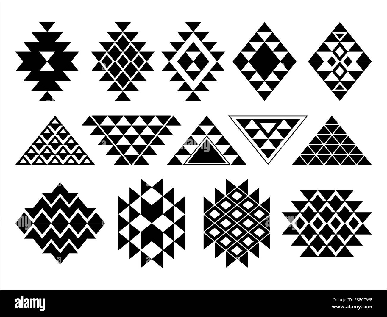 Traditional geometric abstract shape style native American Aztec ...