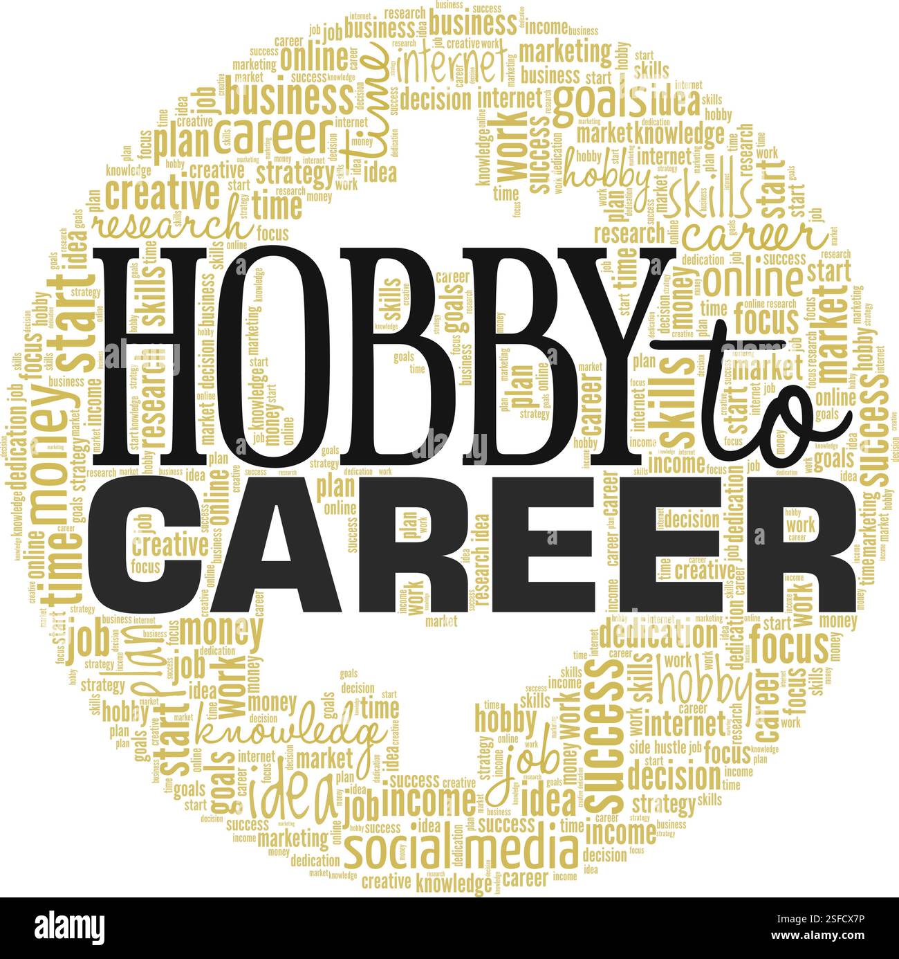 Hobby to Career word cloud conceptual design isolated on white ...