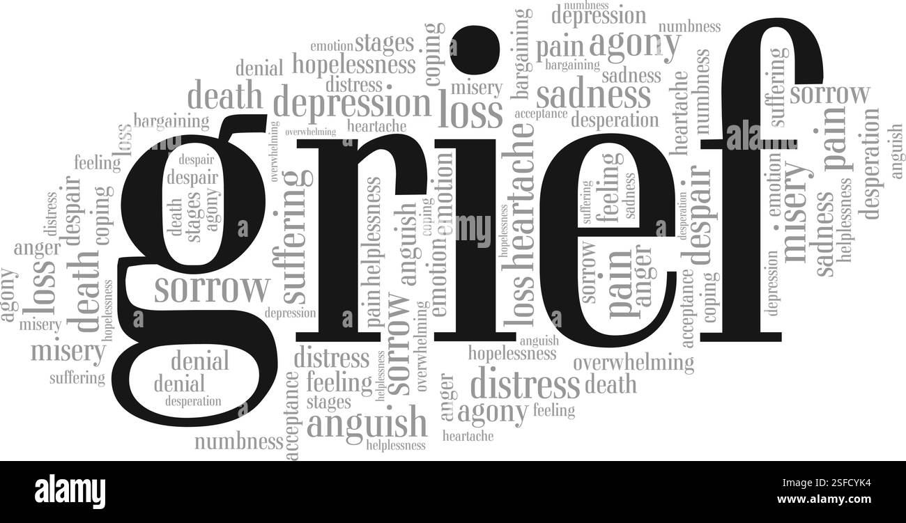 Grief word cloud conceptual design isolated on white background Stock ...