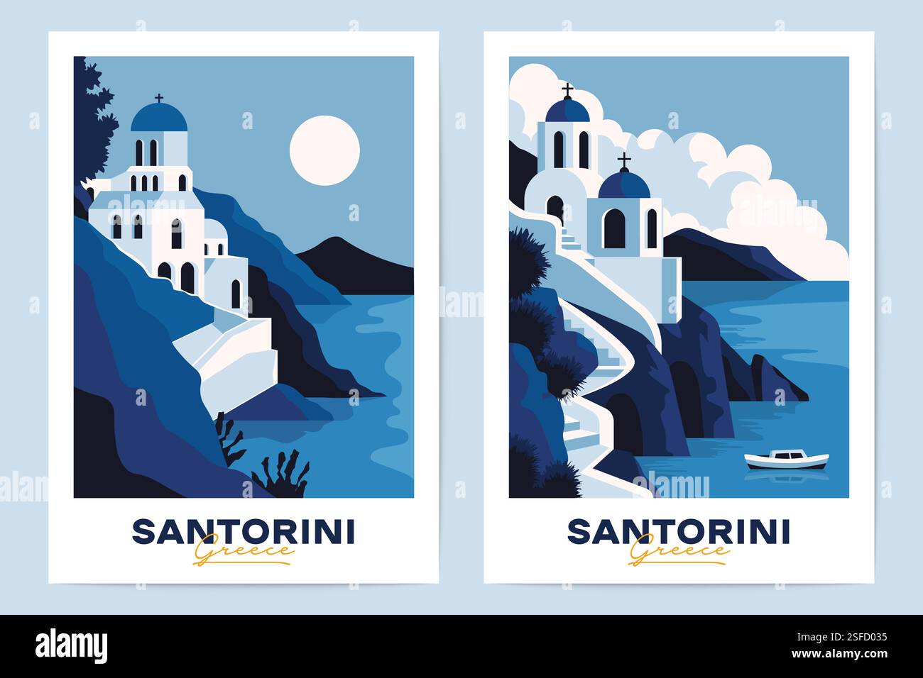 Greek Santorini banners. Mediterranean Greek abstract backgrounds with ...