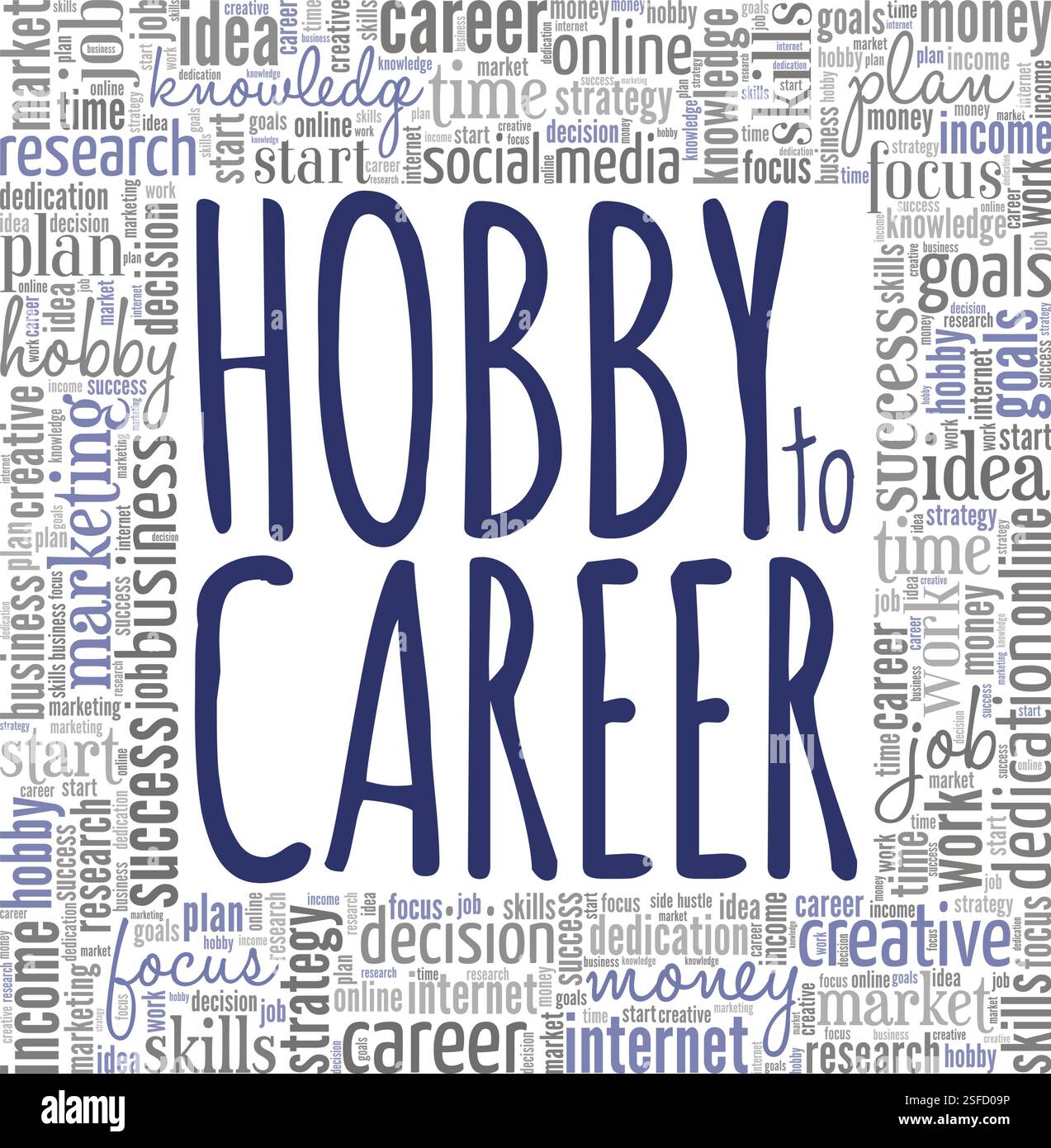 Hobby to Career word cloud conceptual design isolated on white ...