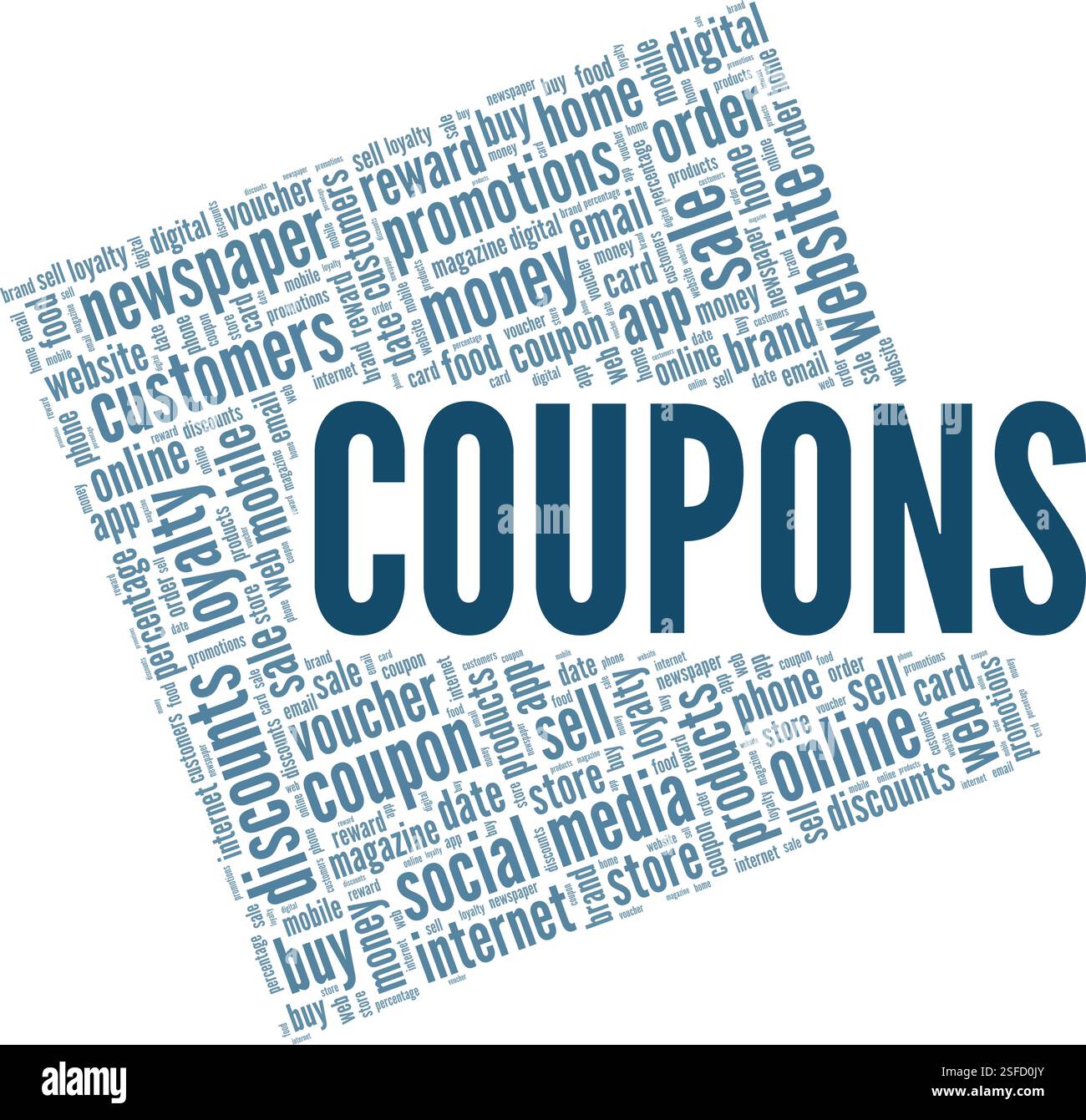 Coupons word cloud conceptual design isolated on white background Stock ...