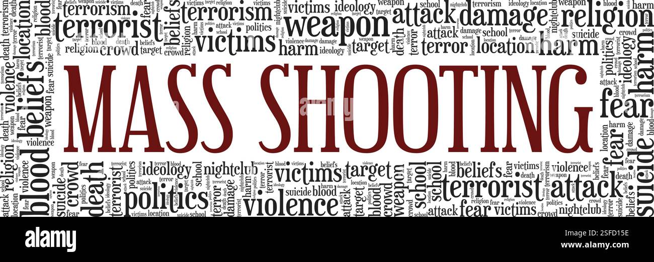 Mass Shooting word cloud conceptual design isolated on white background ...