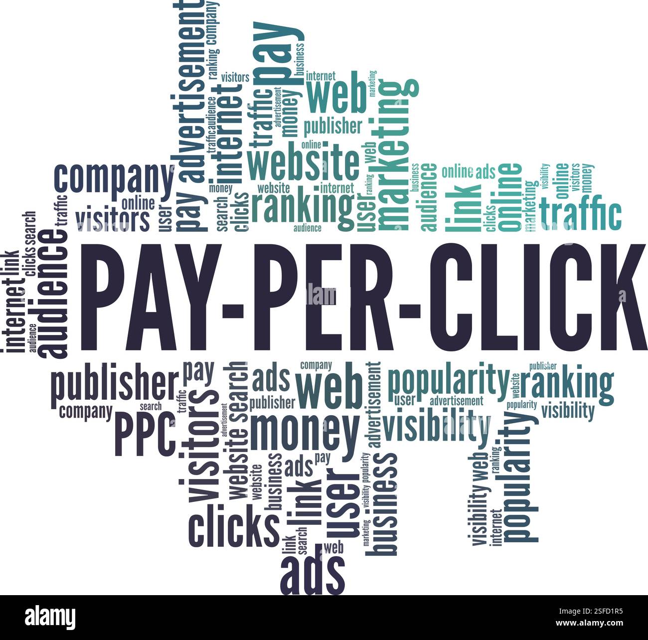 Pay Per Click word cloud conceptual design isolated on white background ...