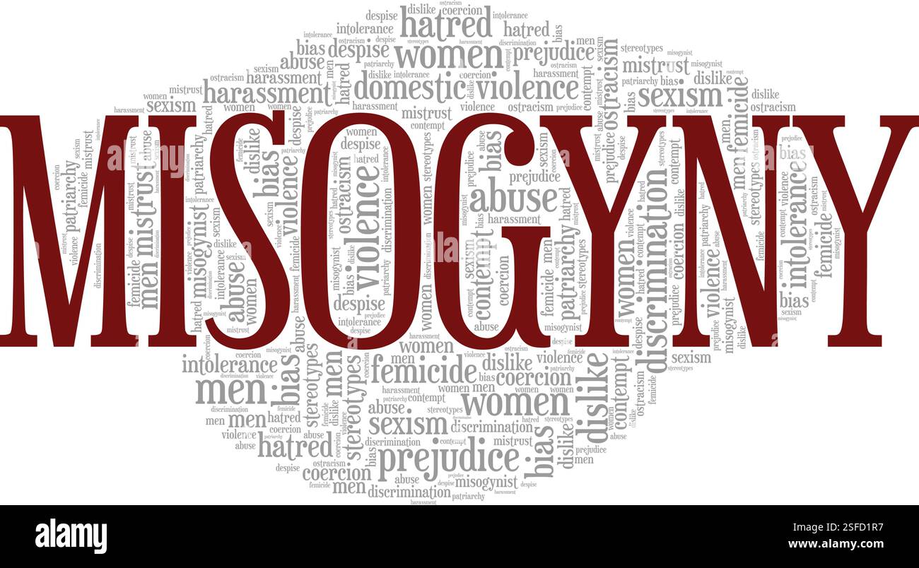 Misogyny word cloud conceptual design isolated on white background ...