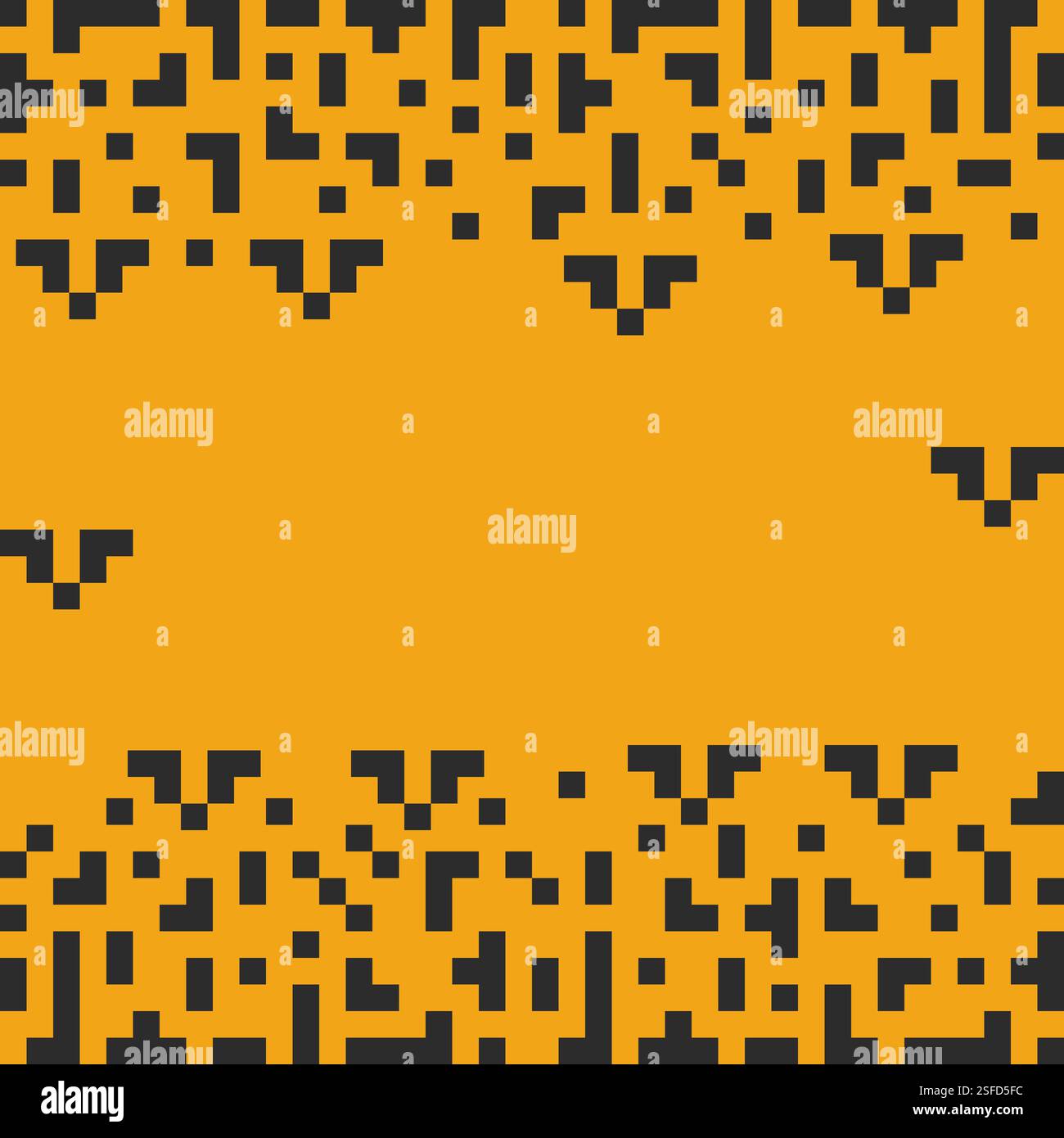 Pixel Art Tetris shapes and abstract bats. Halloween Top and Bottom ...