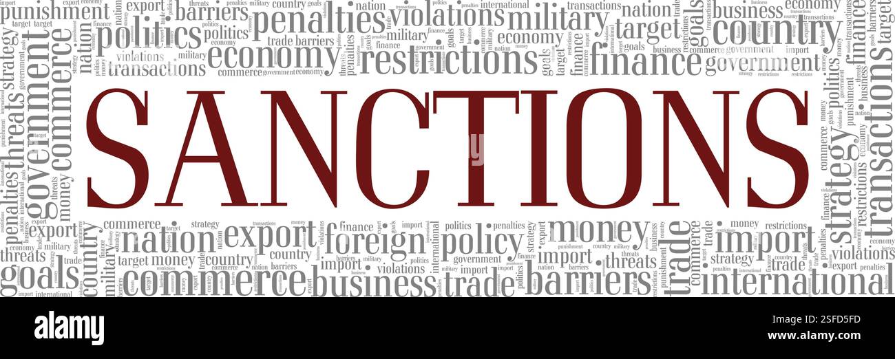 Sanctions word cloud conceptual design isolated on white background ...