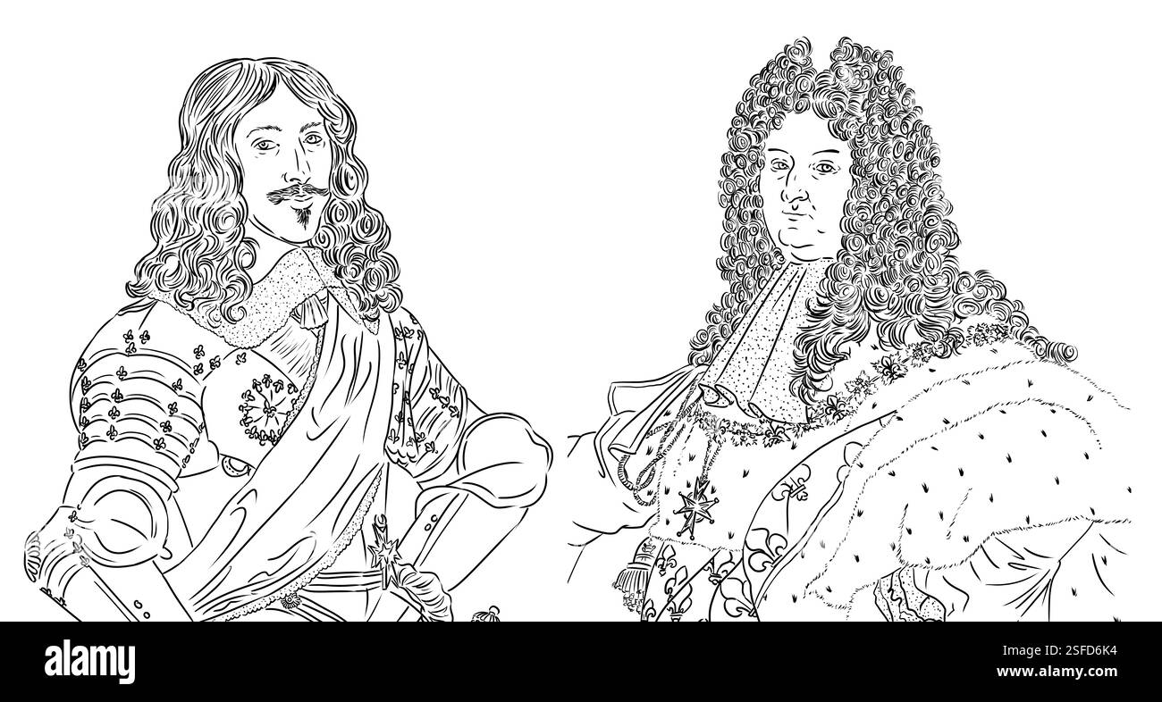 Portraits of Louis 14 Louis XIV the sun king and his father Louis 13 ...