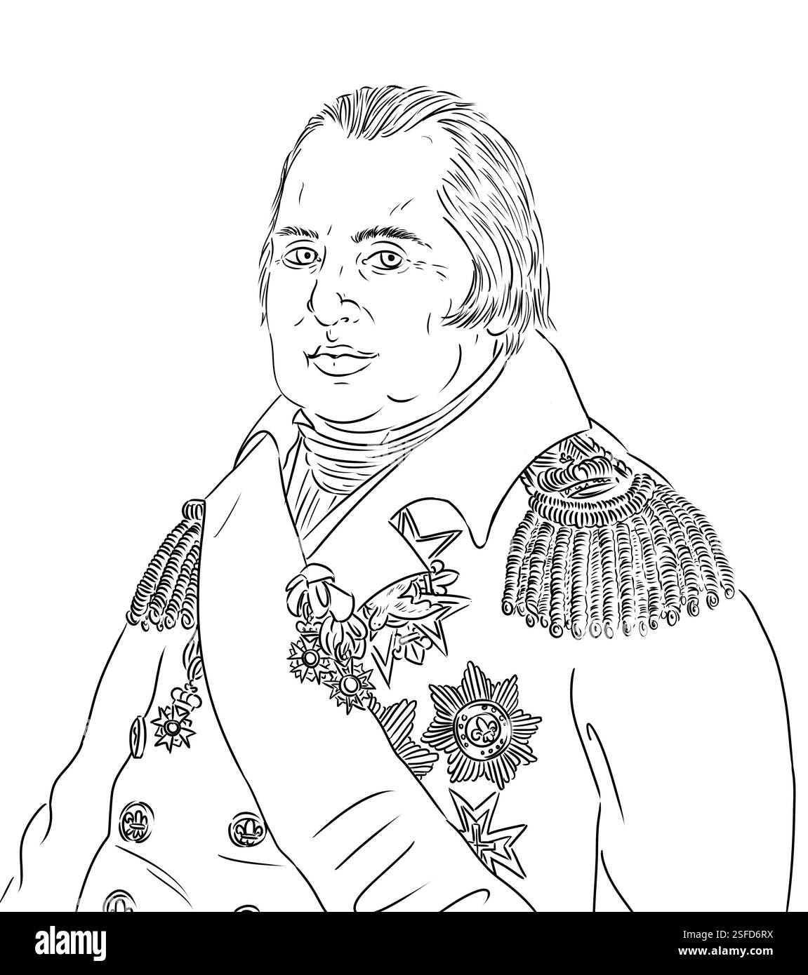 Portrait of Louis XVIII, Louis 18, king of France, brother of Louis XVI ...