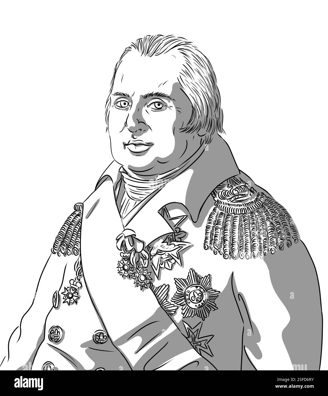 Portrait of Louis XVIII, Louis 18, king of France, brother of Louis XVI ...