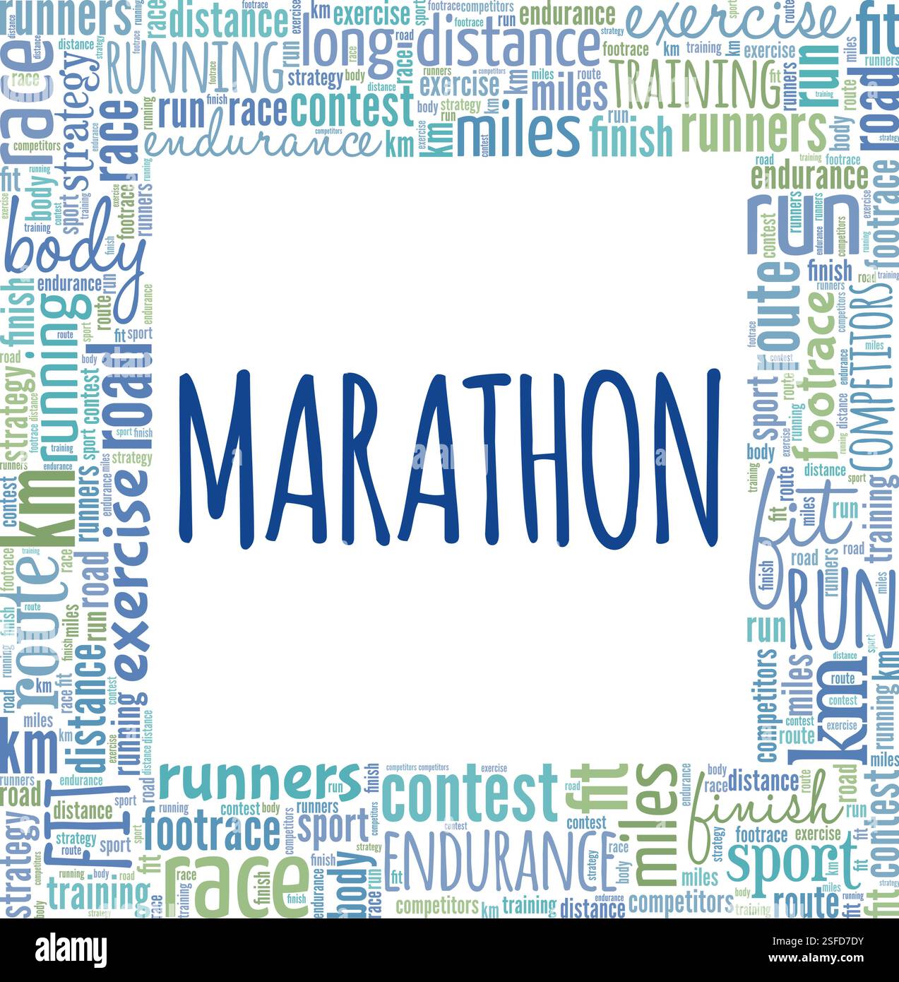 Marathon word cloud conceptual design isolated on white background ...