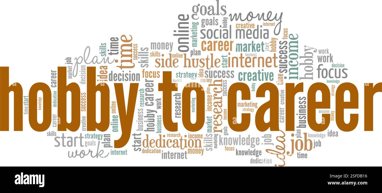 Hobby to Career word cloud conceptual design isolated on white ...