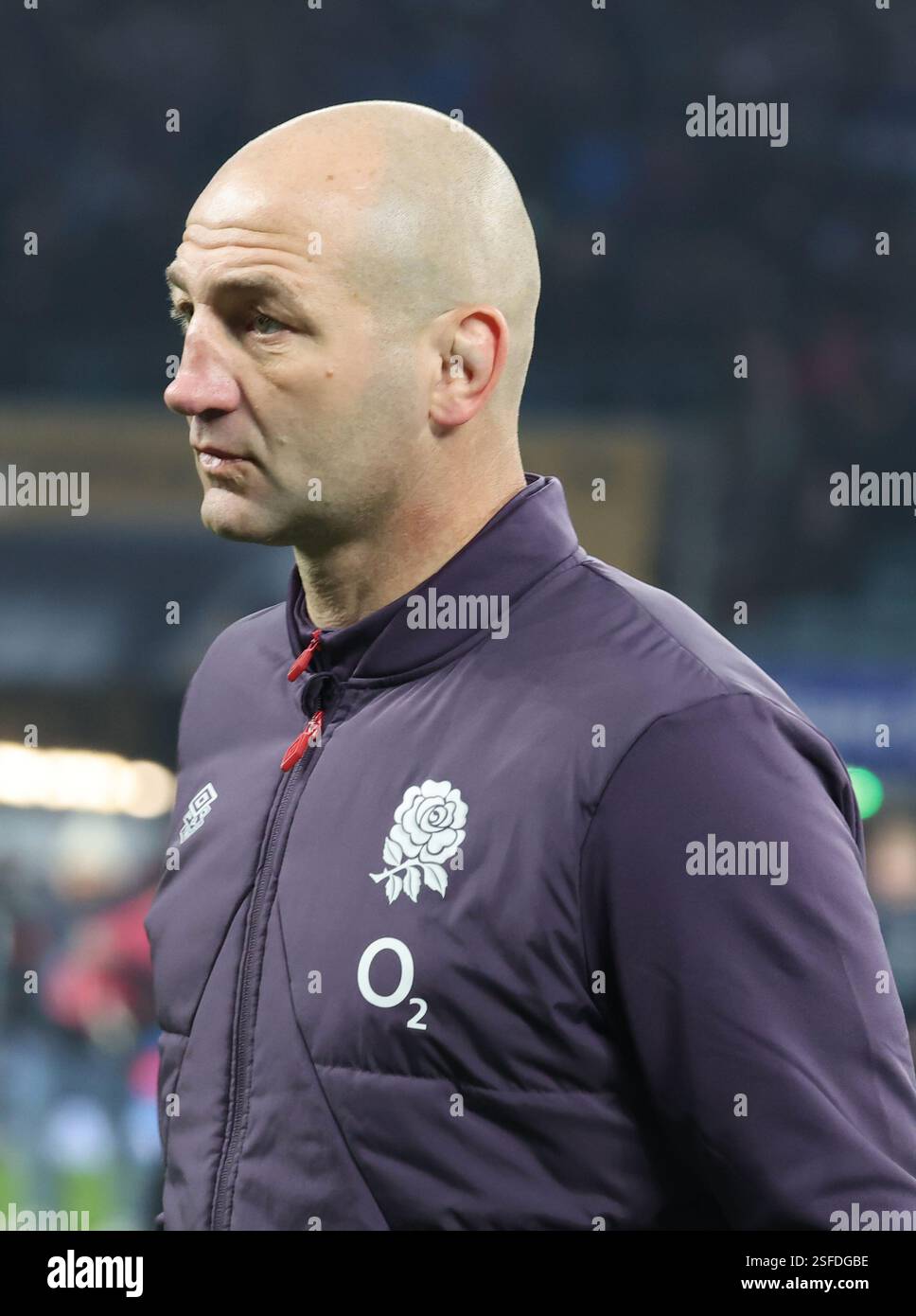 London, UK. 08th Feb, 2025. England's Coach Steve Borthwick before kick off during Guinness Men ...