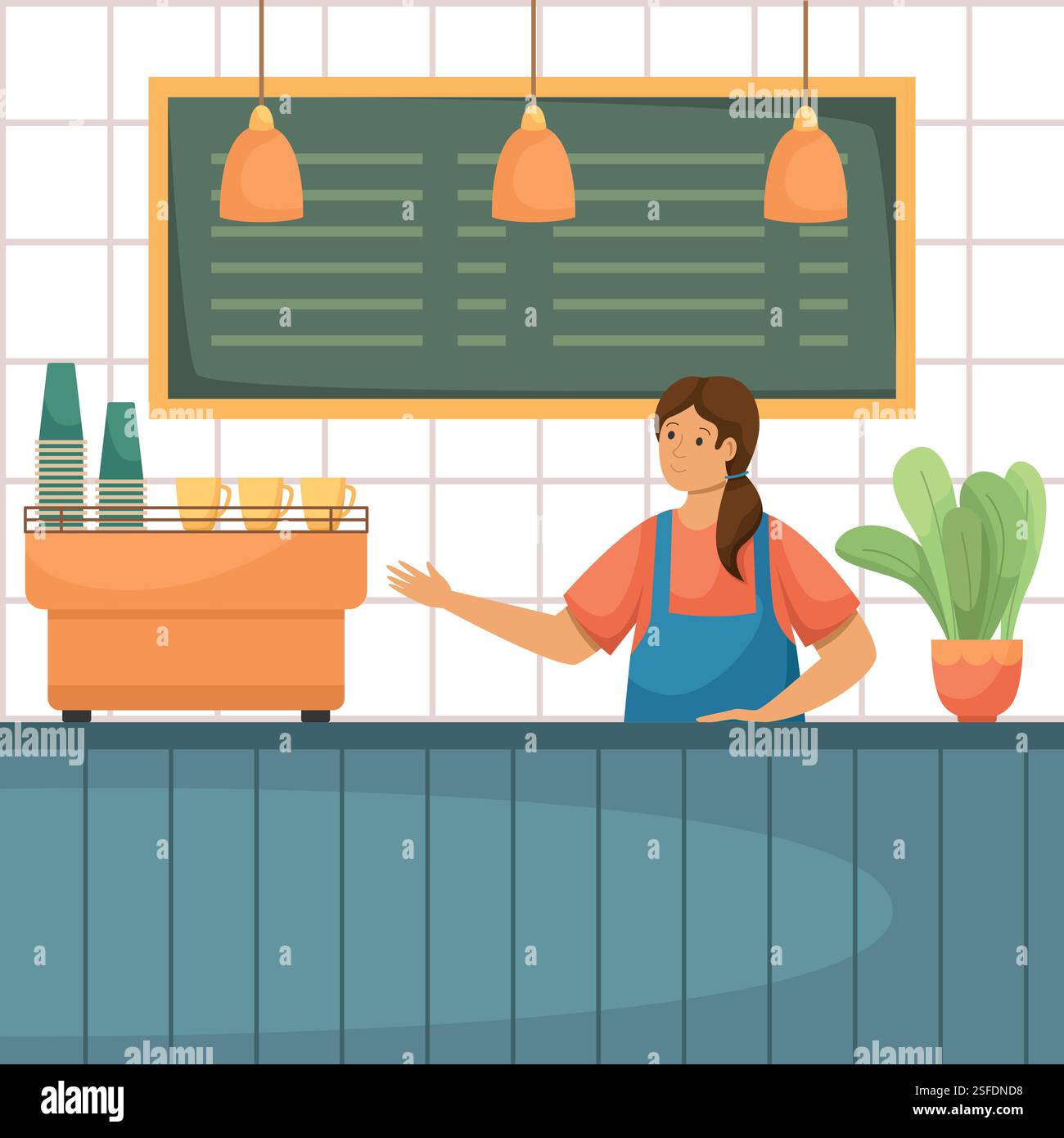 Barista in apron work Stock Vector Images - Alamy