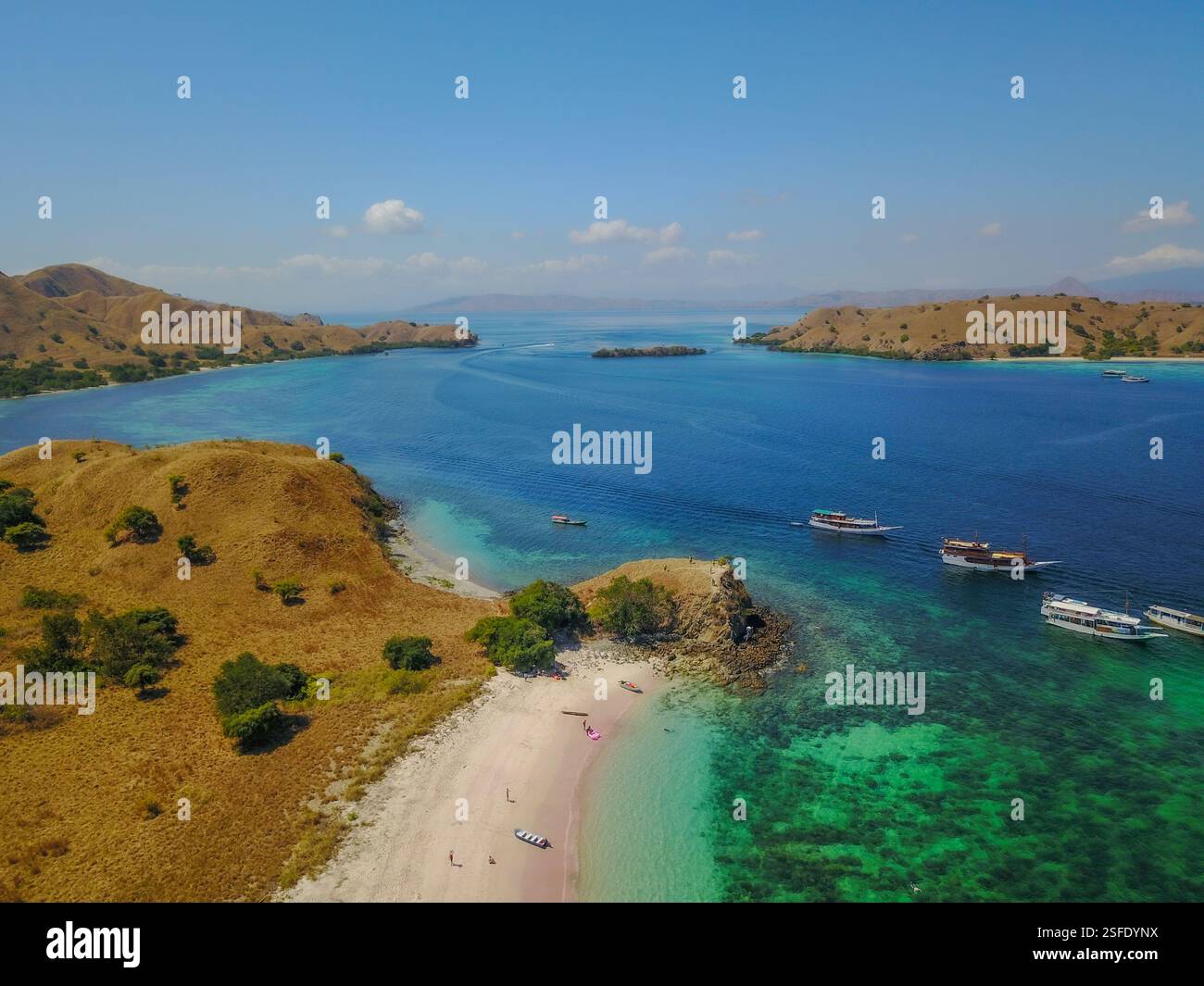 Aerial view of Pink Beach (Pantai Merah), Komodo, Komodo National Park ...