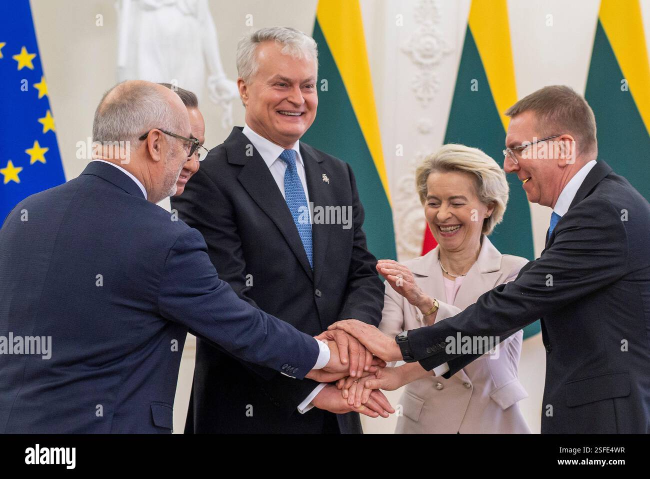 From left: Estonian President Alar Karis, Polish President Andrzej Duda ...