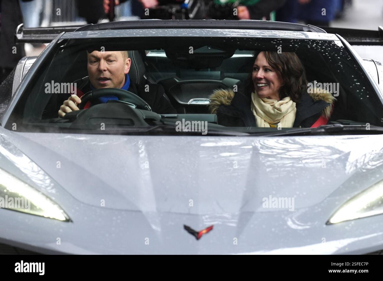 Sir Chris Hoy (left) and his wife Sarra Kemp arrive before the Guinness ...