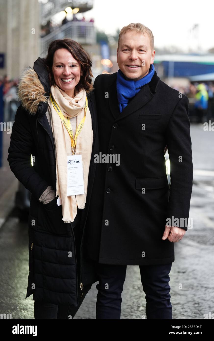 Sir Chris Hoy (left) and his wife Sarra Kemp before the Guinness Men's ...