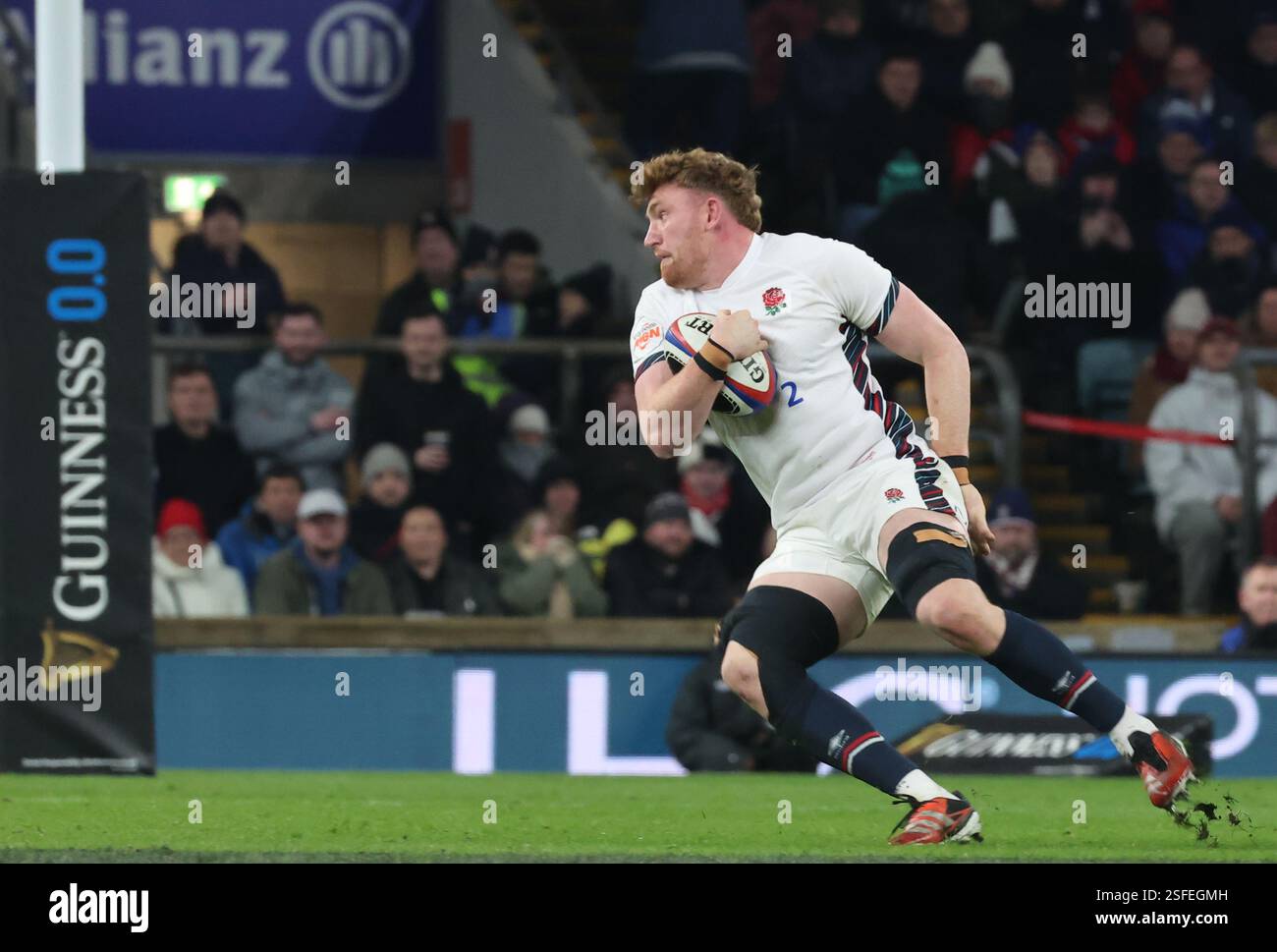 London, UK. 08th Feb, 2025. England's Ollie Chessum in action during ...