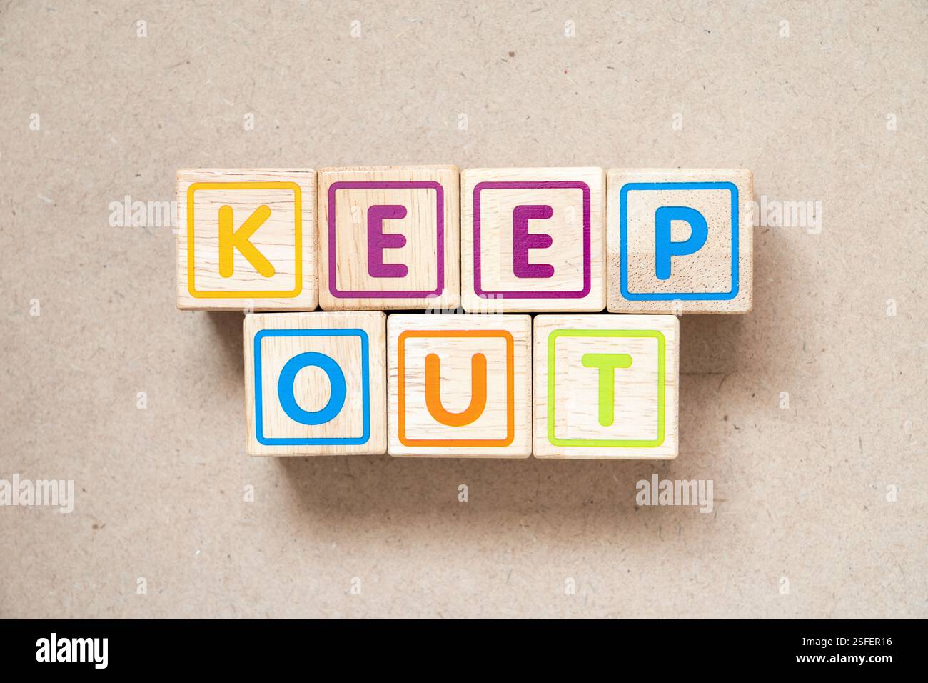 Alphabet letter block in word keep out on wood background Stock Photo ...