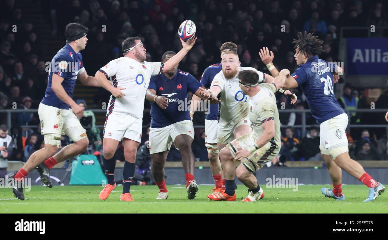 London, UK. 08th Feb, 2025. England's Jamie George(Saracens) and ...