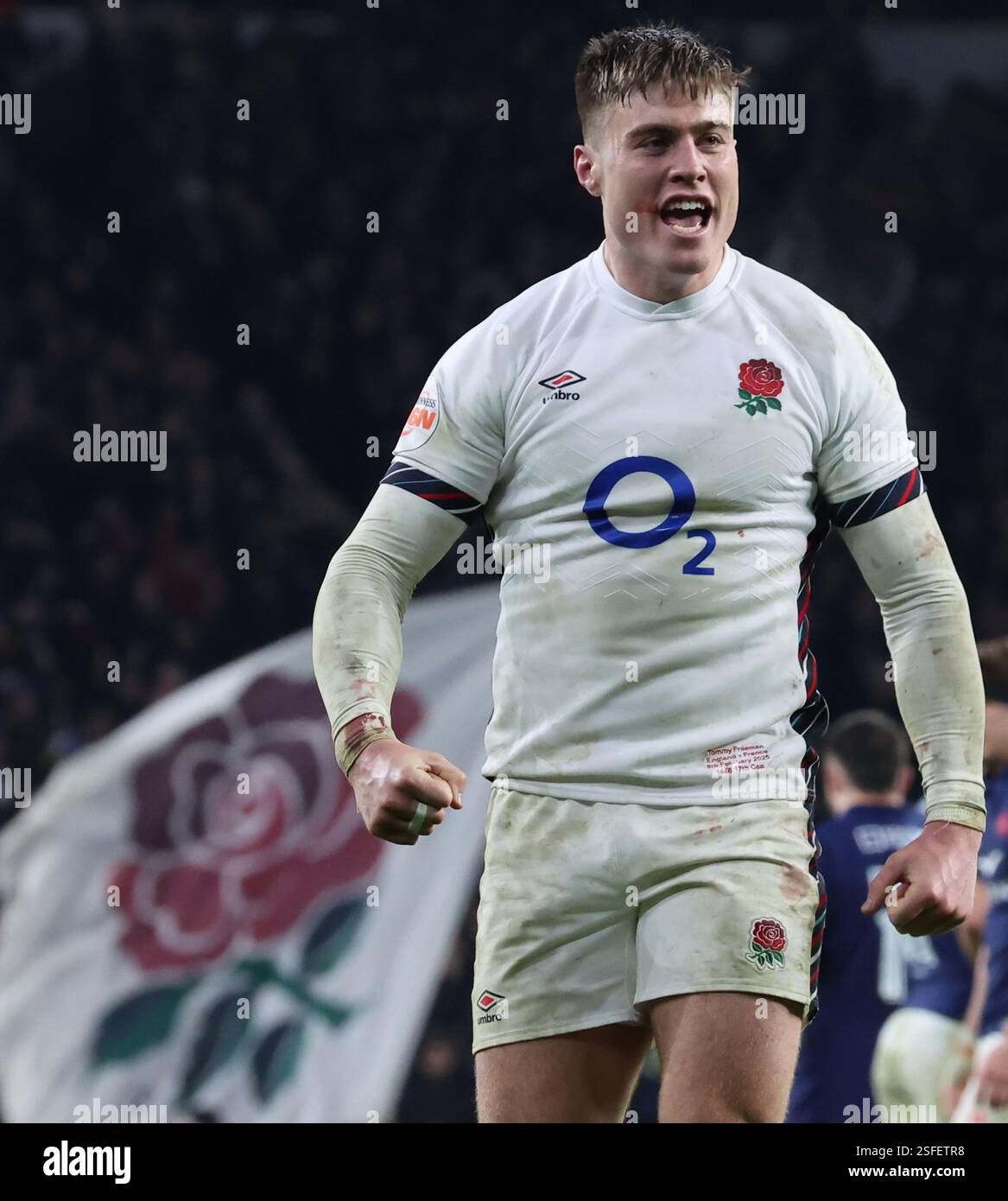 London, UK. 08th Feb, 2025. England's Tommy Freeman ((Bath Rugby ...