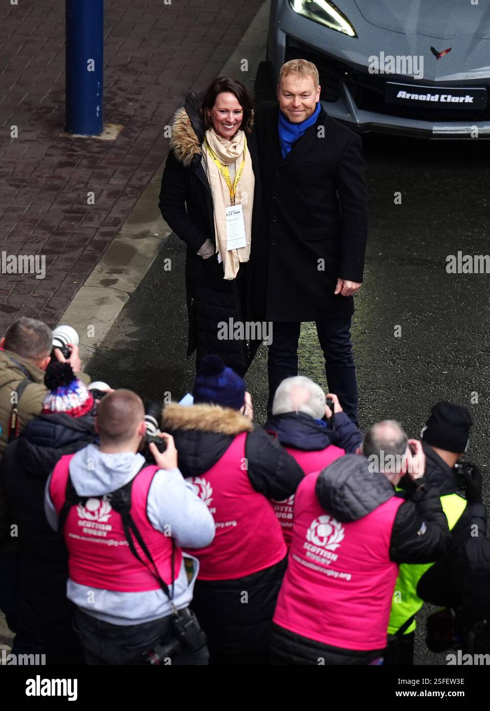 Sir Chris Hoy (left) and his wife Sarra Kemp before the Guinness Men's ...