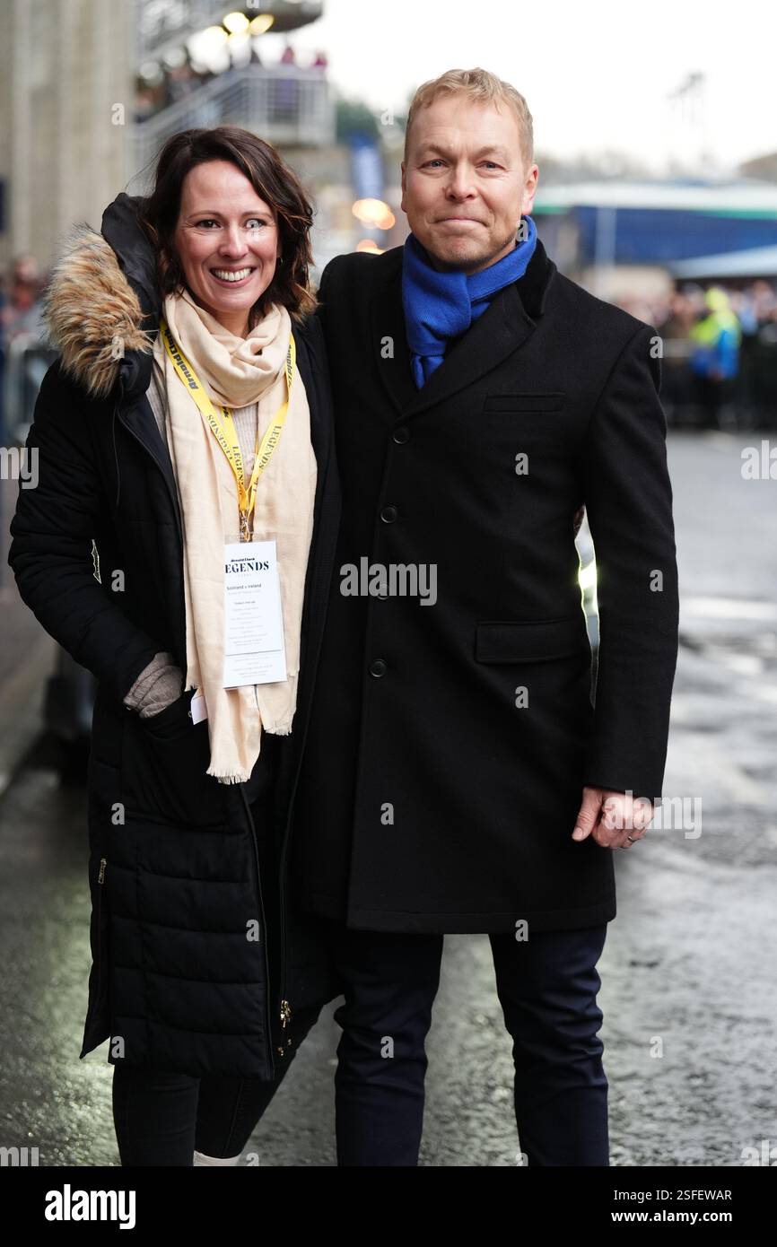 Sir Chris Hoy (left) and his wife Sarra Kemp before the Guinness Men's ...