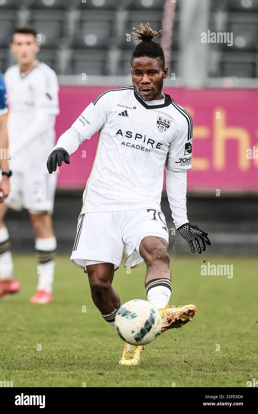 Eupen, Belgium. 09th Feb, 2025. Eupen's Wedingo pictured in action ...