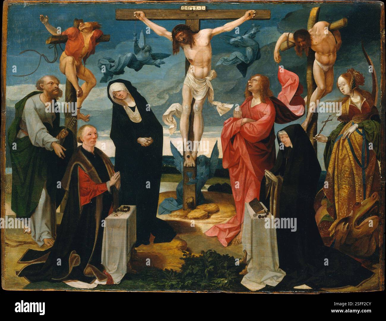 The Crucifixion with Donors and Saints Peter and Margaret MET DT10856 Cornelis Engebrechtsz ...