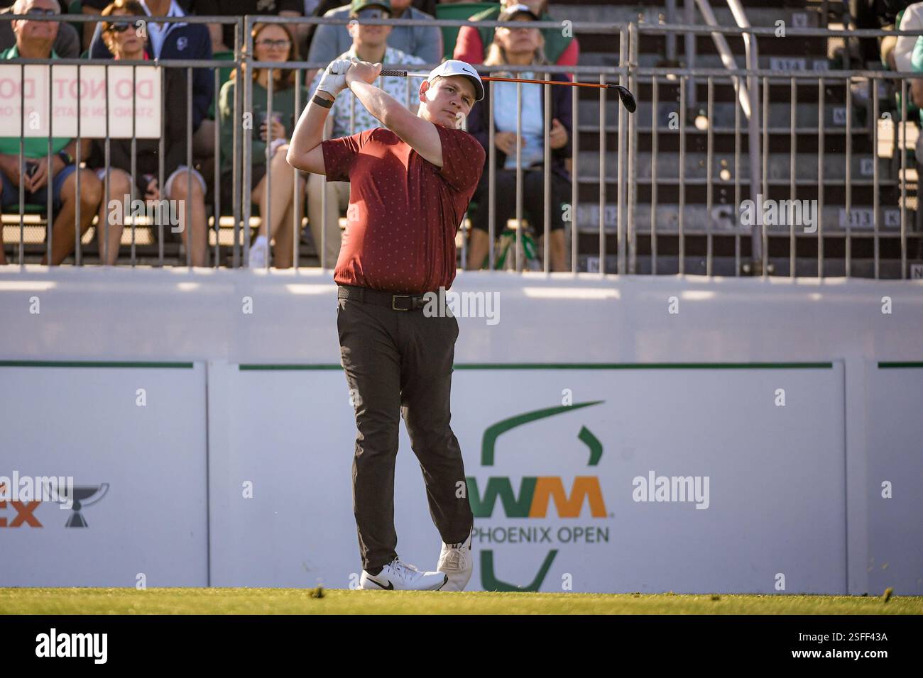Robert MacIntyre tees off on the first hole during the WM Phoenix Open ...