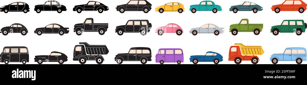 set of cars in doodle style isolated vector Stock Vector Image & Art ...
