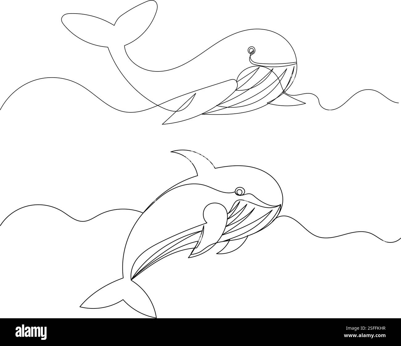 whales drawing in one continuous line isolated vector Stock Vector ...