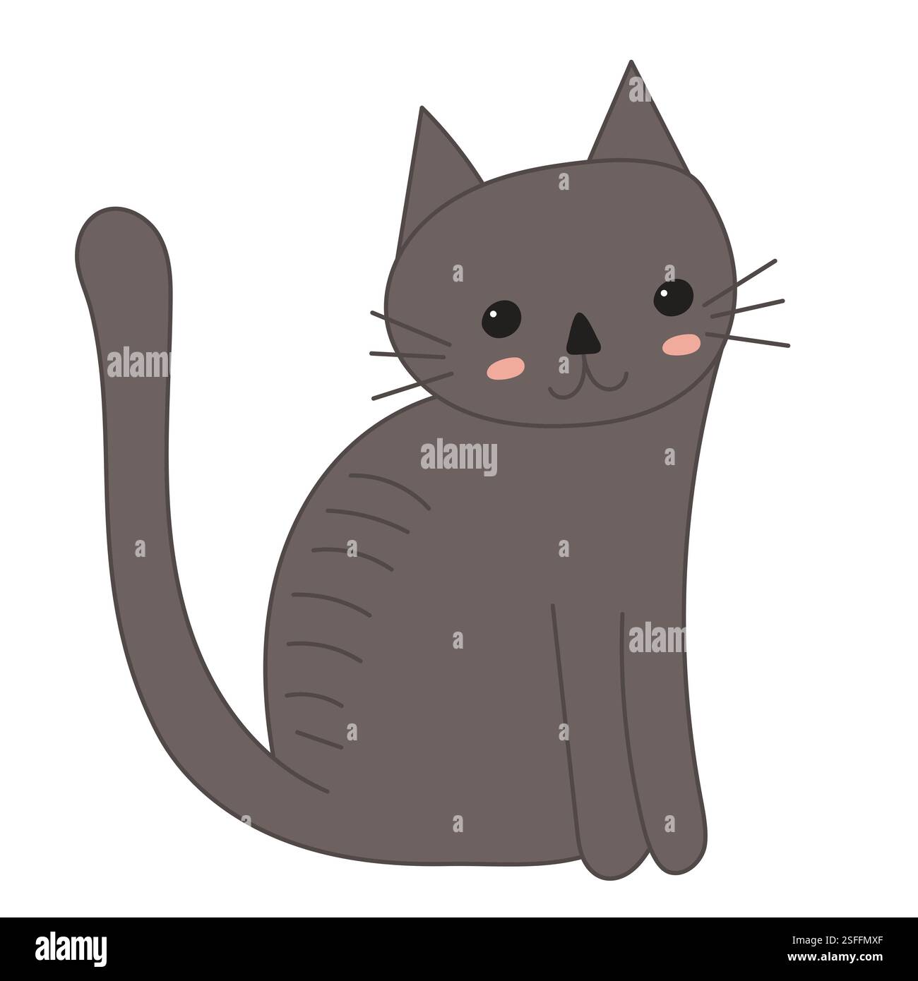 cat sitting character white background isolated vector Stock Vector ...