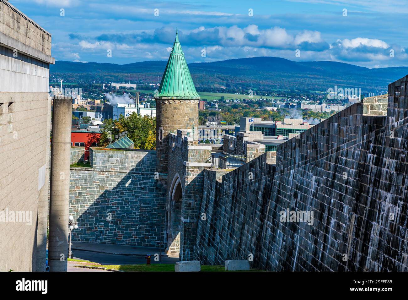 A view down from the upper level in Quebec city in the fall Stock Photo ...