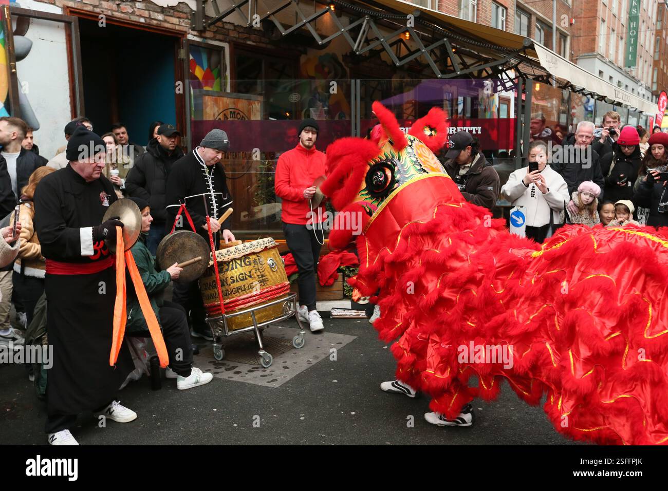 Dublin, Ireland - 09th February 2025 - a traditional Chinese lion dance ...